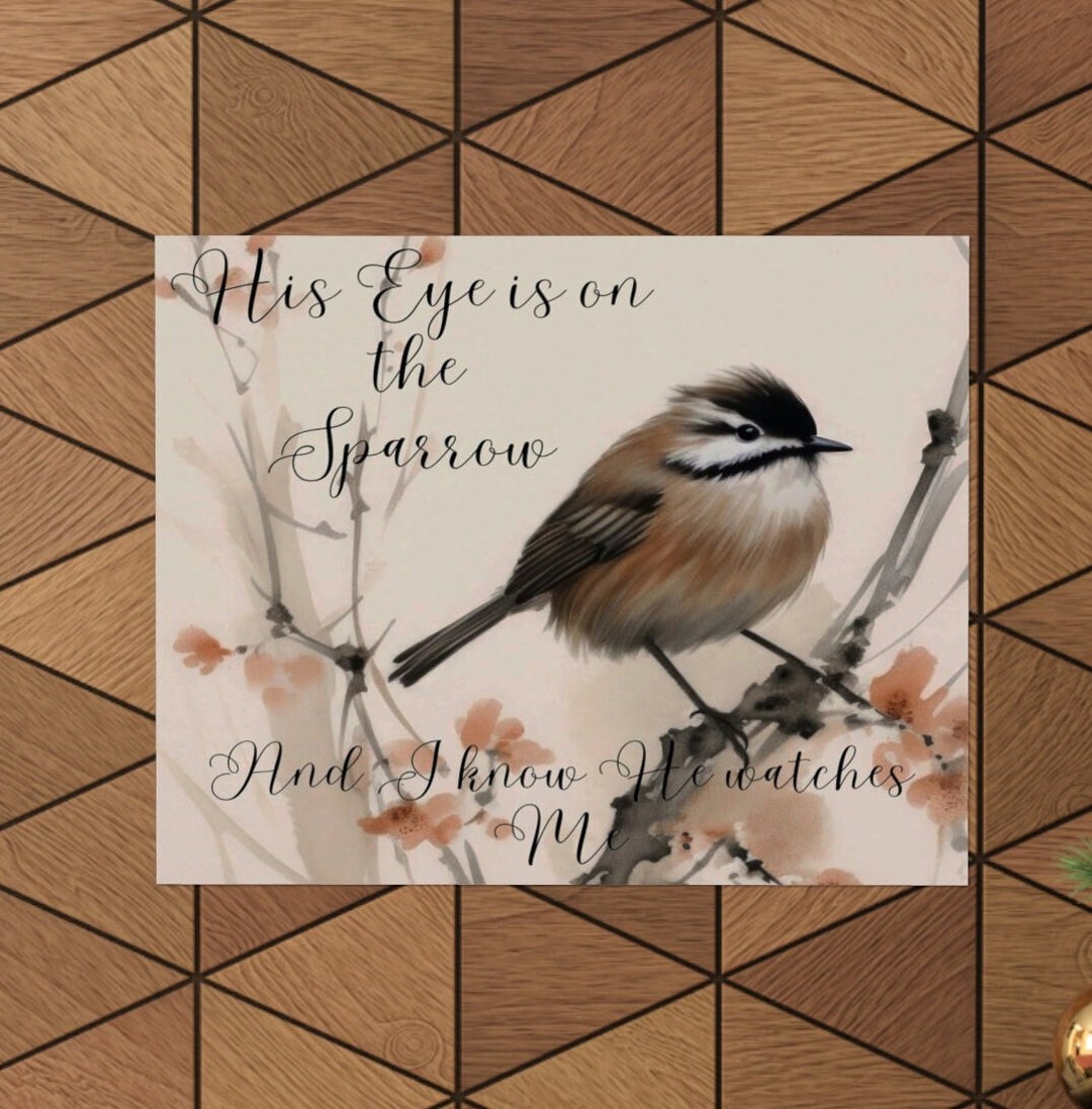 His Eye is on the Sparrow Wall Art, Office Home Decor, 20 X 16, Bible ...