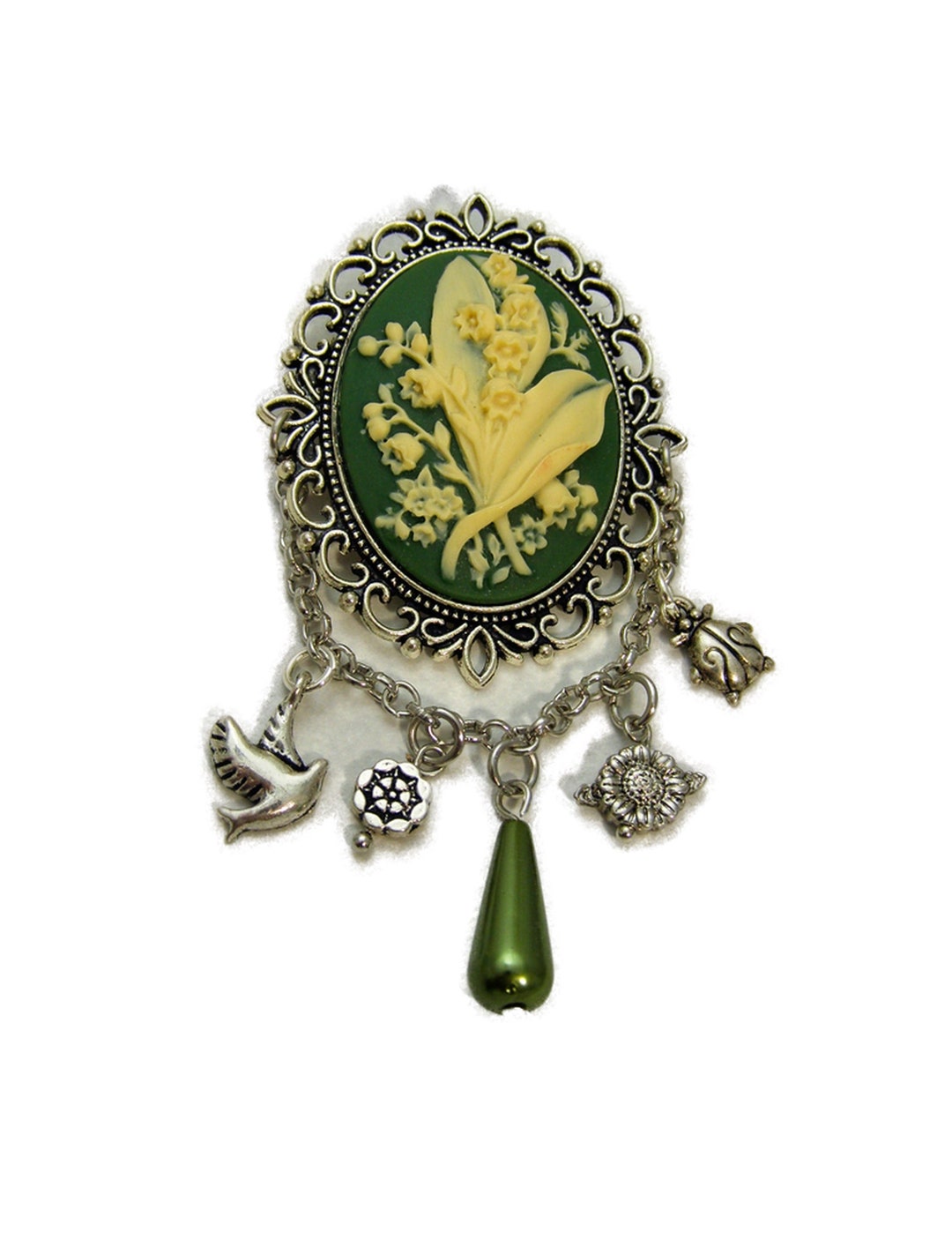 Lily of the Valley Cameo Brooch, Women’s Handmade Pin, Gift for Her ...