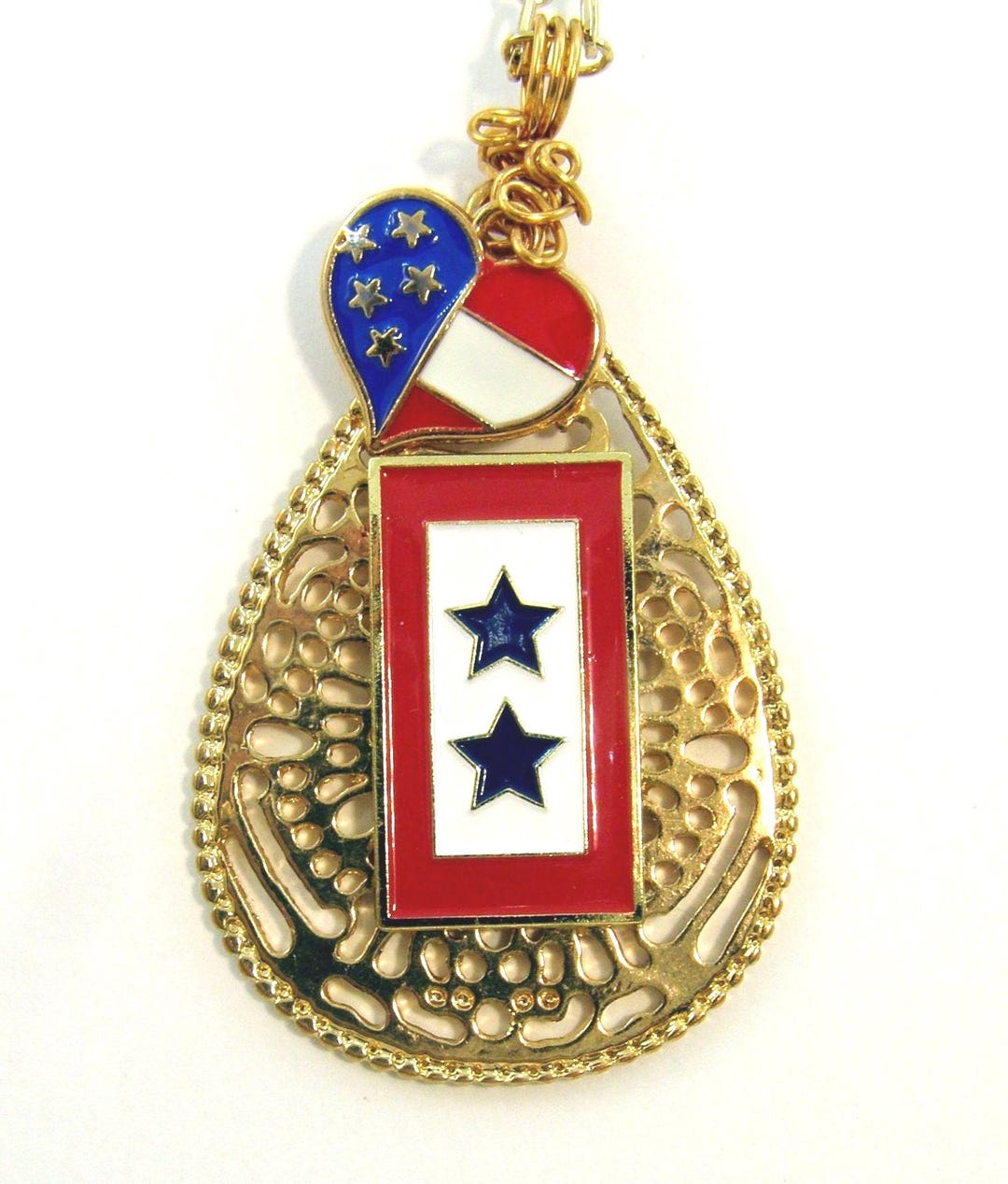 Two Blue Star Military Service Pendant Necklace, Army Navy Marines ...