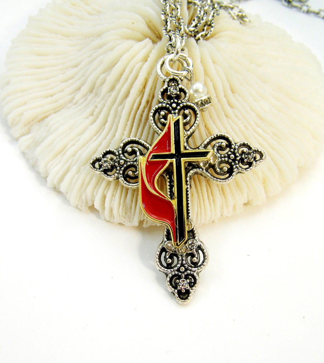 METHODIST Cross, Woman’s United Methodist Pendant Necklace, Methodist ...