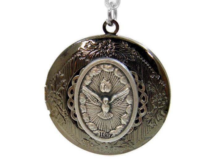 Holy Spirit Dove Mustard Seed Locket Pendant Necklace, OOAK Handmade ...