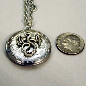 Small DRAGON Locket Pendant Necklace, Handmade Jewelry, Dragon Jewelry ...