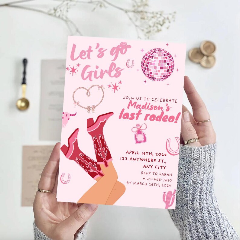 Let's Go Girls Bachelorette Party Invitation and Itinerary Template ...