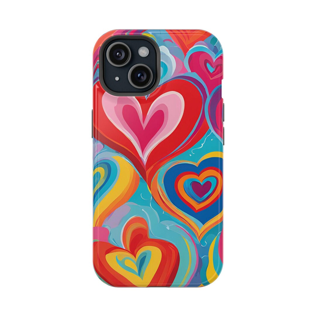 Melting Hearts Magnetic Tough Cases, Rainbow Hearts Phone Case, iPhone ...