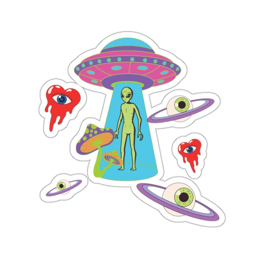 Alien Abduction Sticker, UFO Abduction, Outer Space Sticker, Sci-fi ...