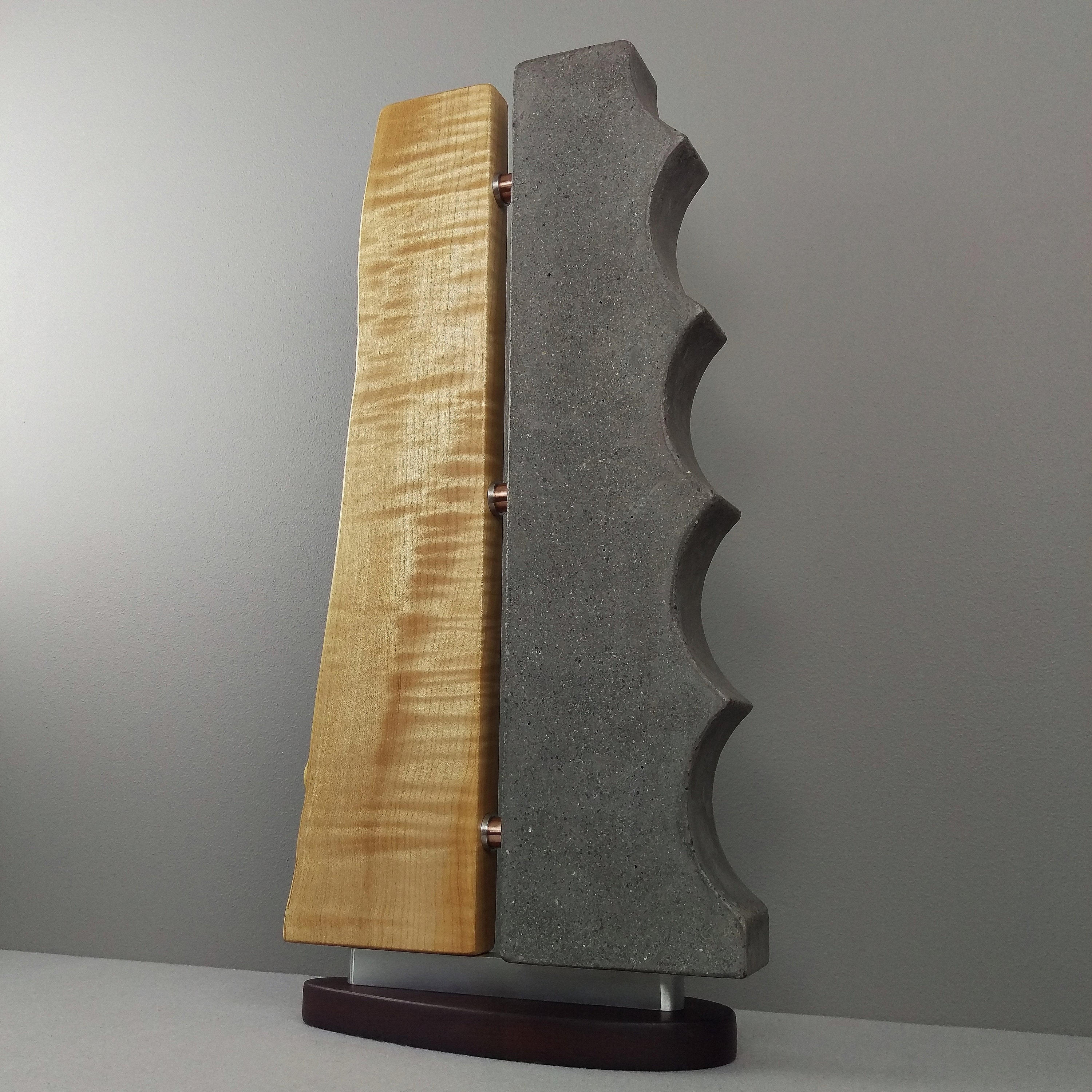 Live Edge Wood Sculpture | Figured Maple and Cast Concrete Table ...