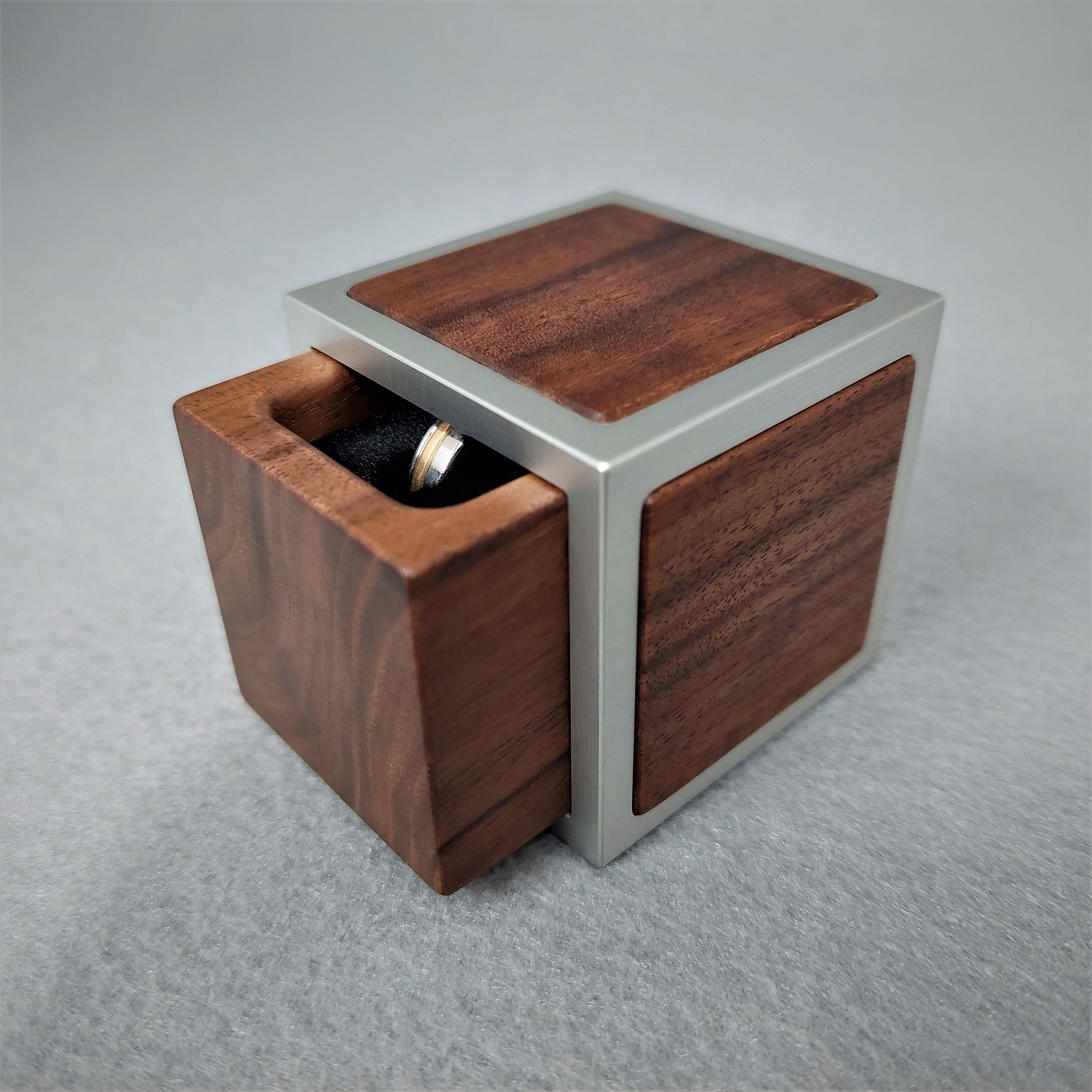 Dpcustoms Cube Engagement Ring Box With Walnut Tiles Wedding - Etsy