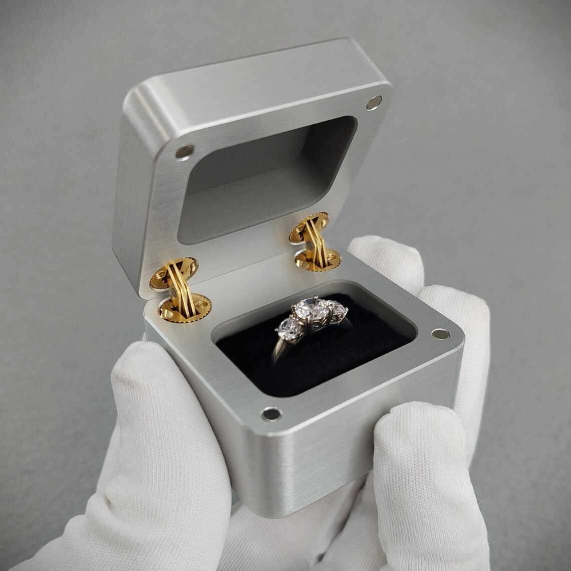 Dpcustoms Square Clam Shell Engagement Ring Box, Pocket Size Ring Box ...