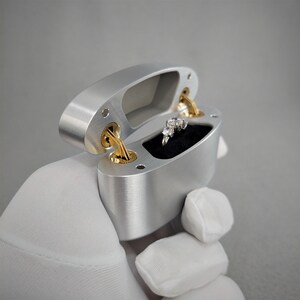 Dpcustoms Ring Flask Engagement Ring Box, Slim Ring Box, Metal & Wood ...