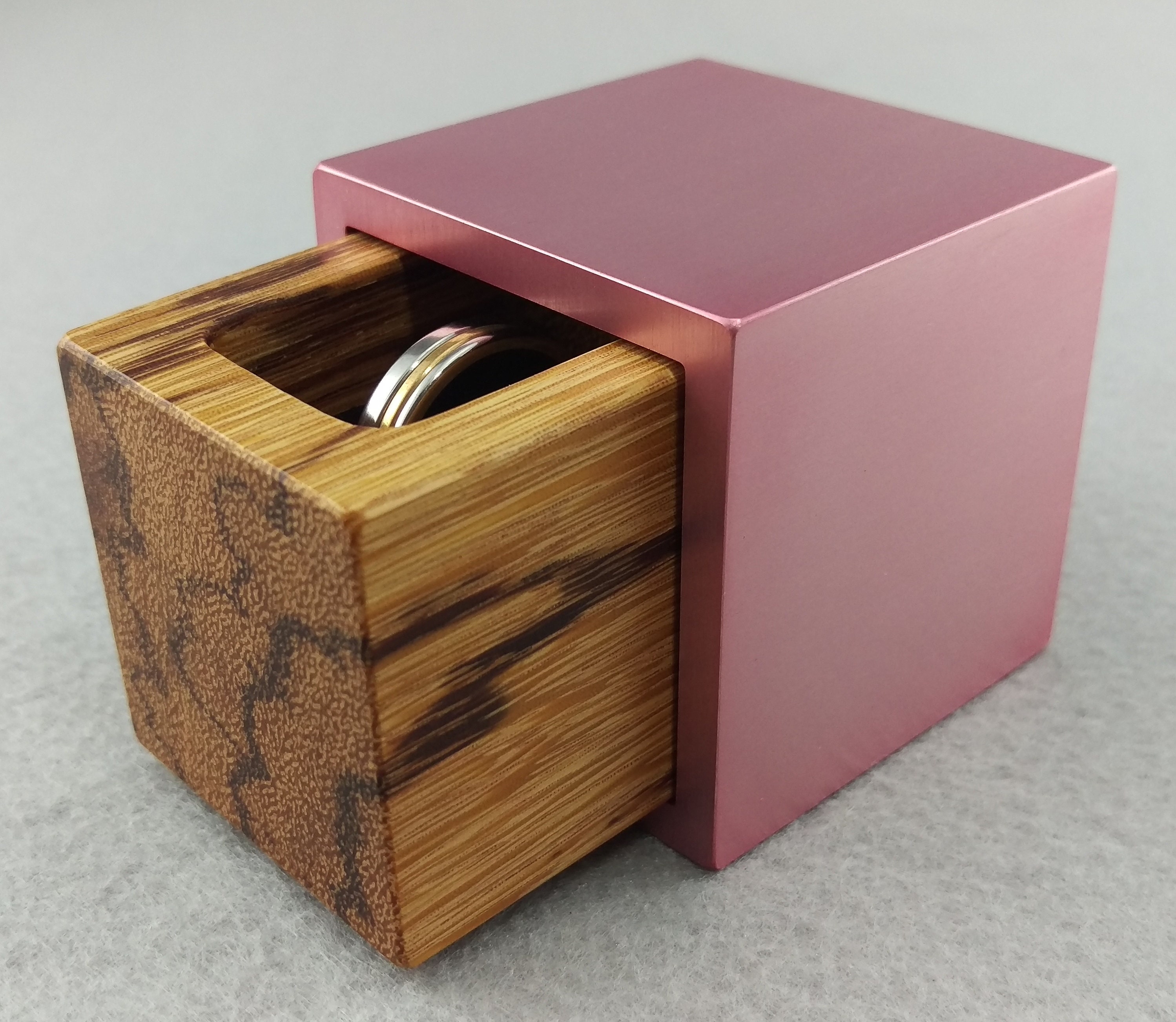 Engagement Ring Box, Pink Wedding Ring Box, Modern Ring Box, Wooden ...