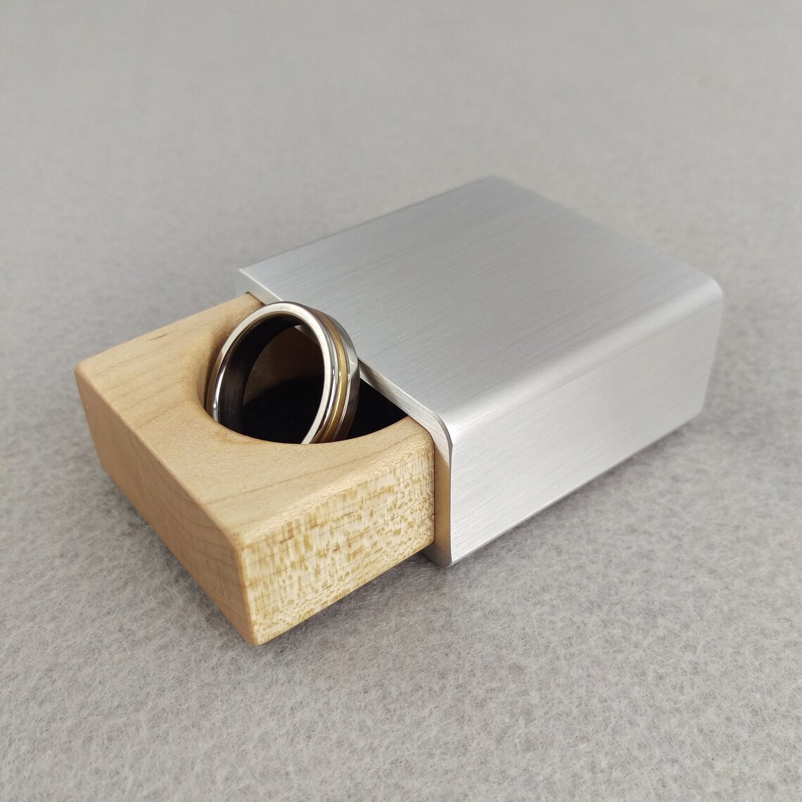 Slim Engagement Ring Box, Wooden Ring Box, Pocket Size Ring Box, Modern ...