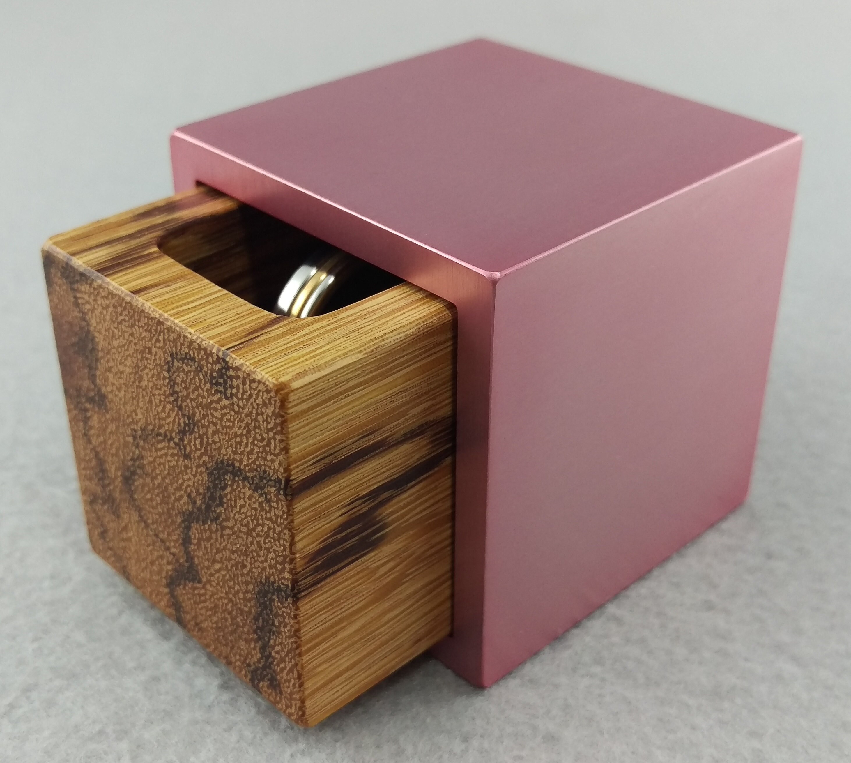 Engagement Ring Box, Pink Wedding Ring Box, Modern Ring Box, Wooden ...