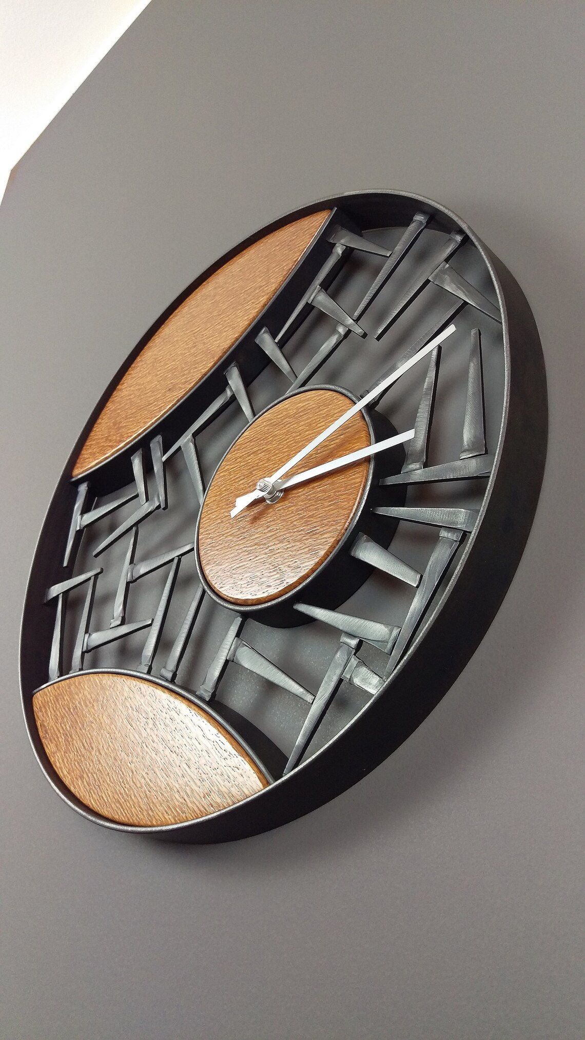 Leopard Wood and Steel Modern Wall Clock Welded Steel and | Etsy