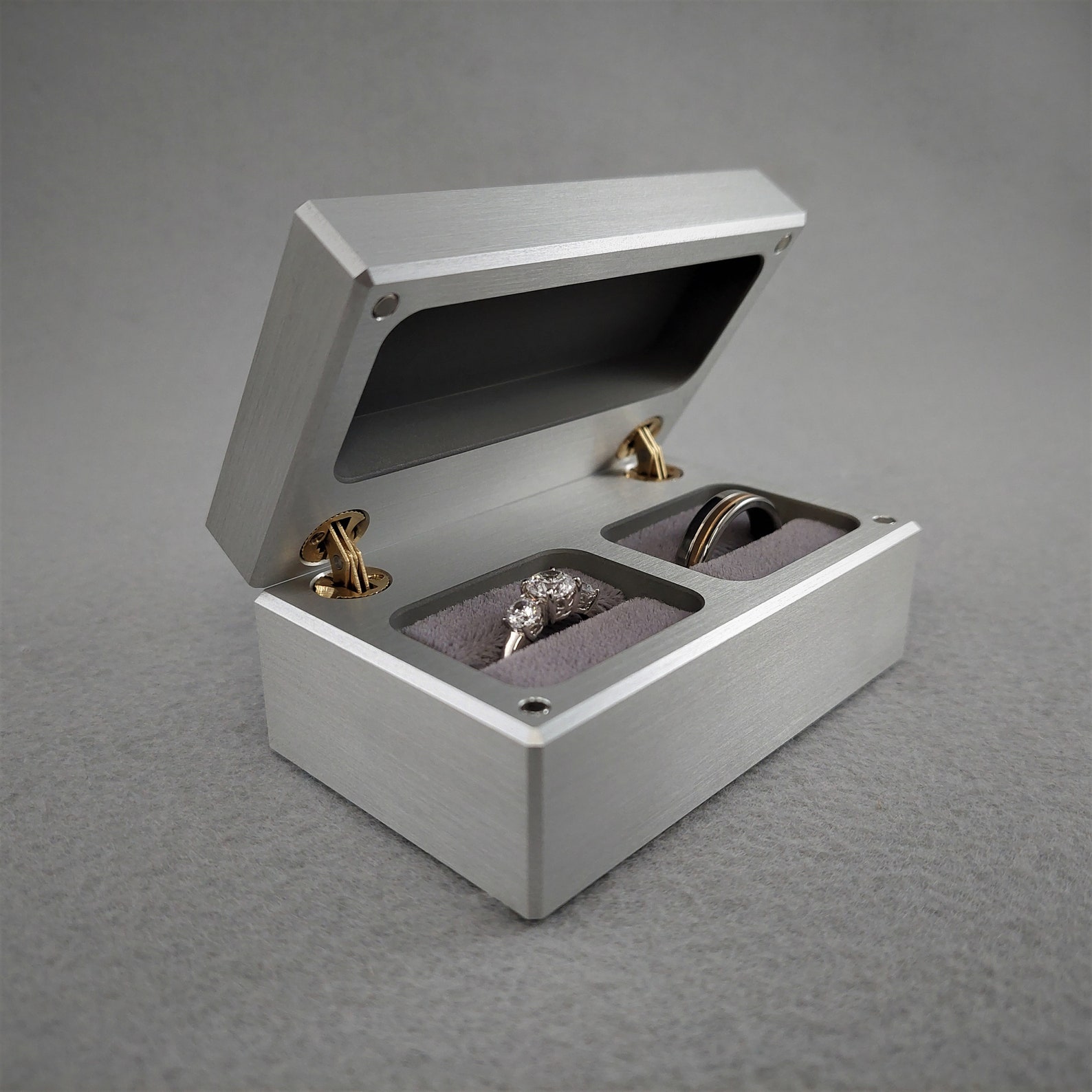Dpcustoms Dual Engagement Ring Bearer Box, Wedding Ring Box, Modern ...