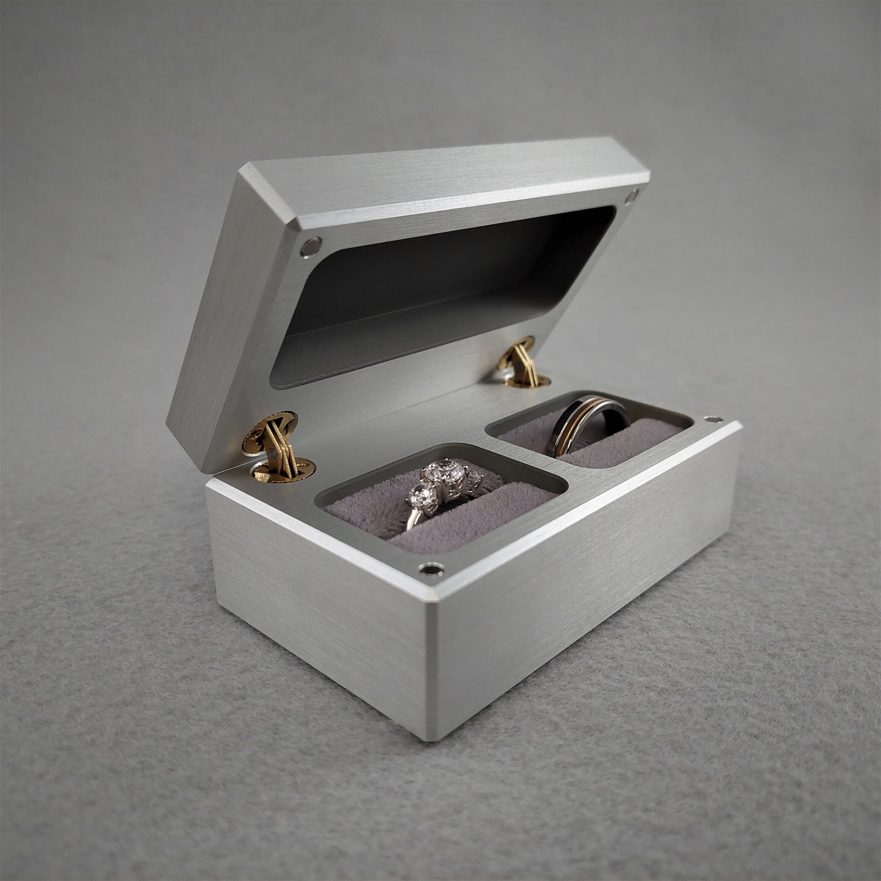 Dpcustoms Dual Engagement Ring Bearer Box, Wedding Ring Box, Modern ...