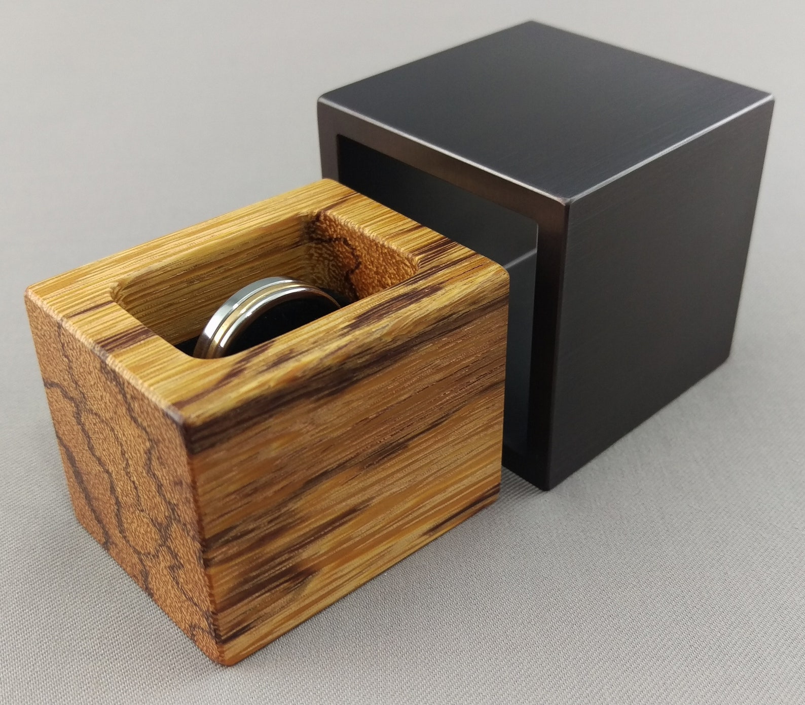 Engagement Ring Box, Wedding Ring Box, Modern Ring Box, Wooden Ring Box ...