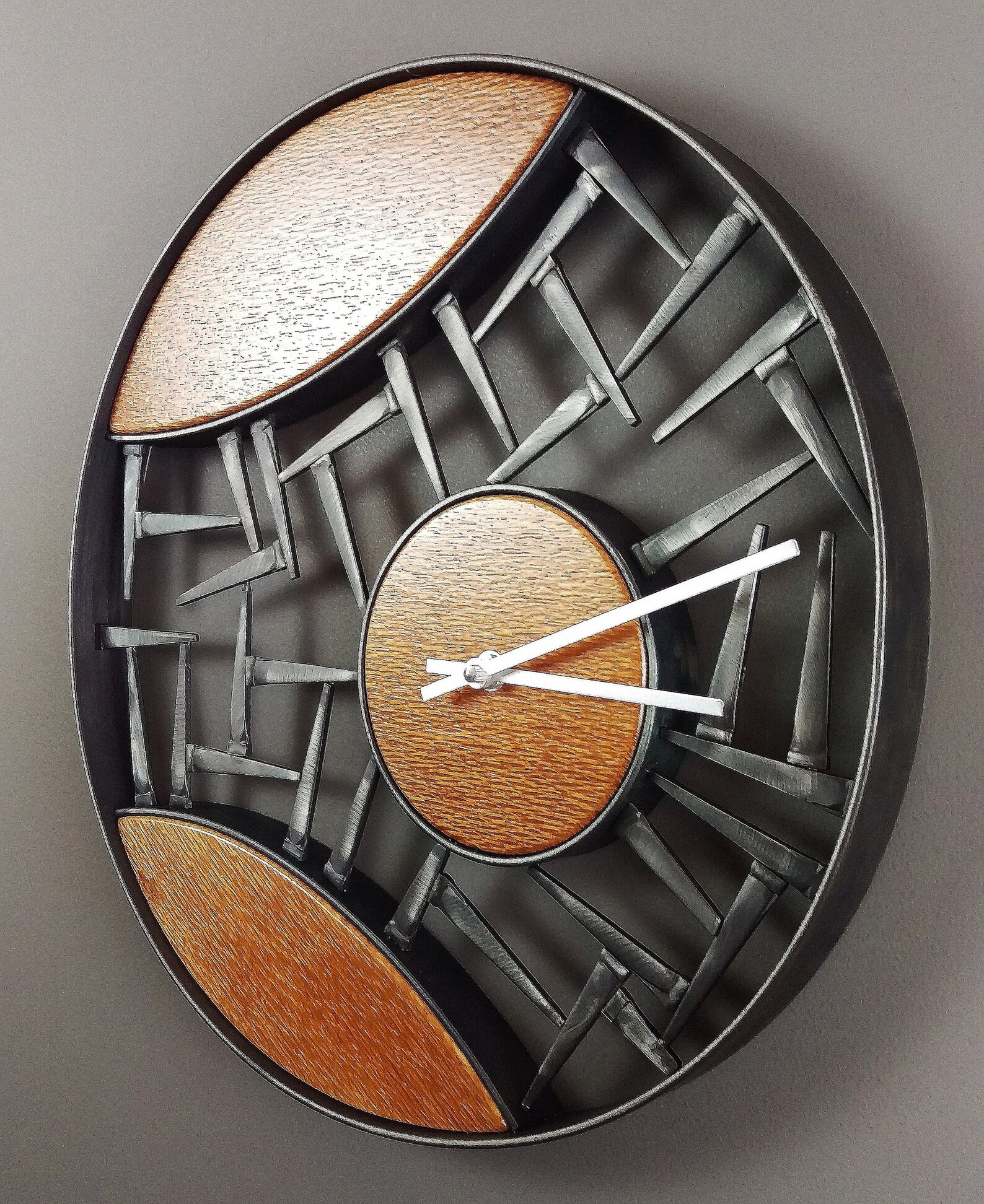 Leopard Wood and Steel Modern Wall Clock Welded Steel and - Etsy