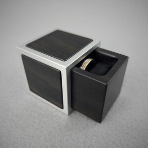 Dpcustoms Cube Engagement Ring Box, Aluminum With Gaboon Ebony Inlays ...
