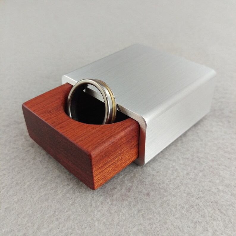 Slim Engagement Ring Box, Wooden Ring Box, Pocket Size Ring Box, Modern ...