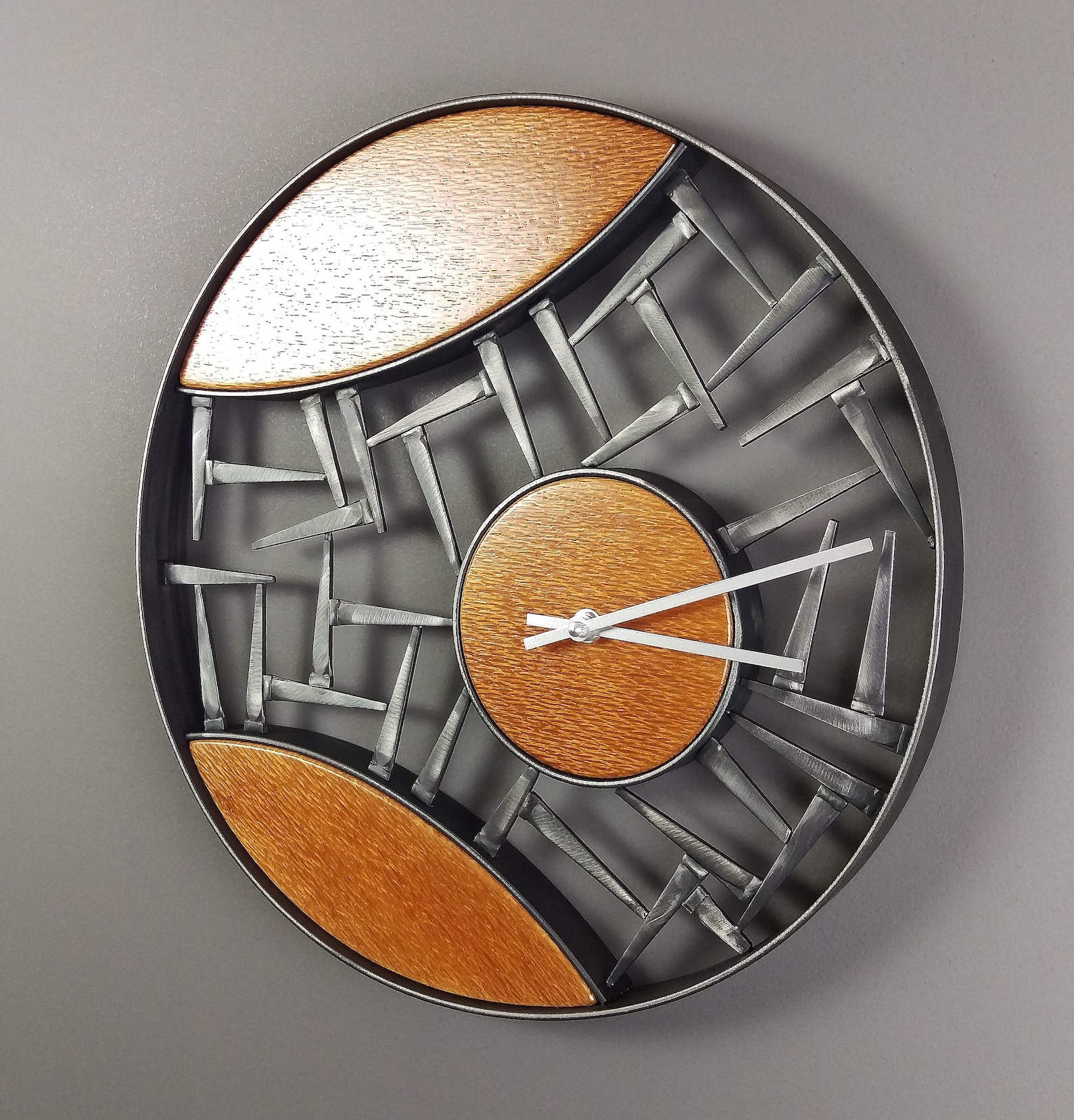 Leopard Wood and Steel Modern Wall Clock Welded Steel and - Etsy