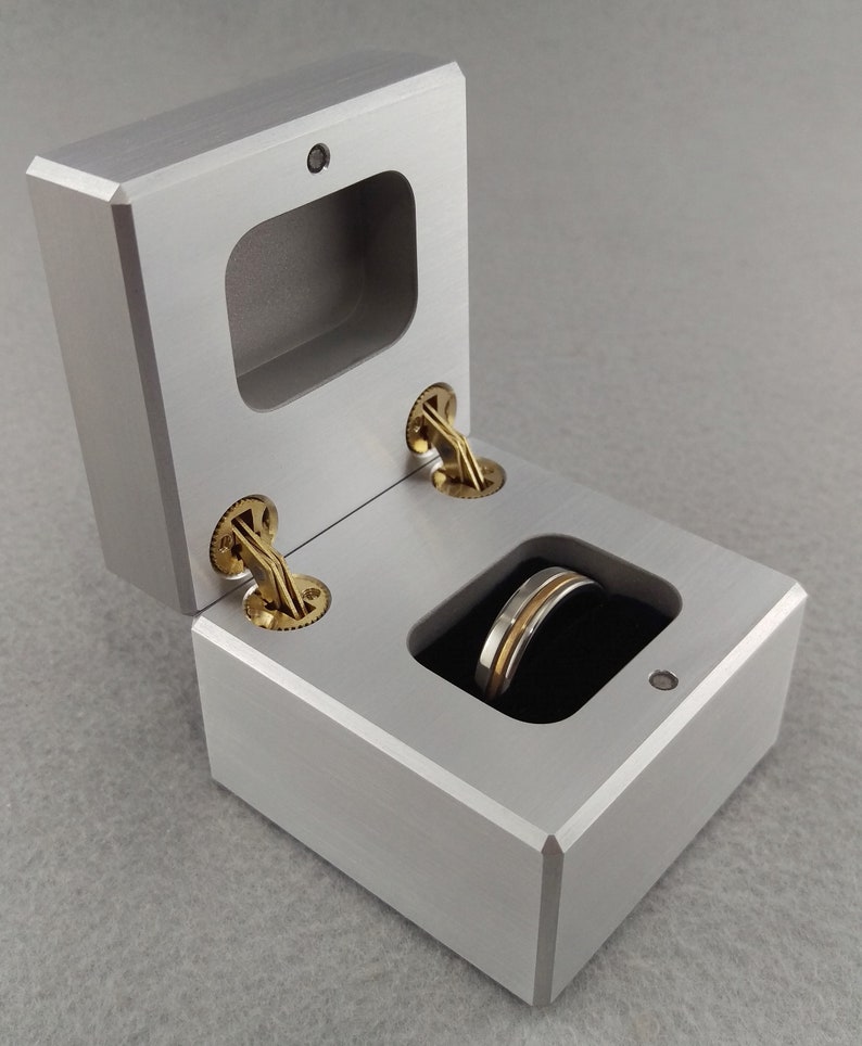 Engagement Ring Box, Wedding Ring Box, Modern Ring Box, Metal Ring Box ...