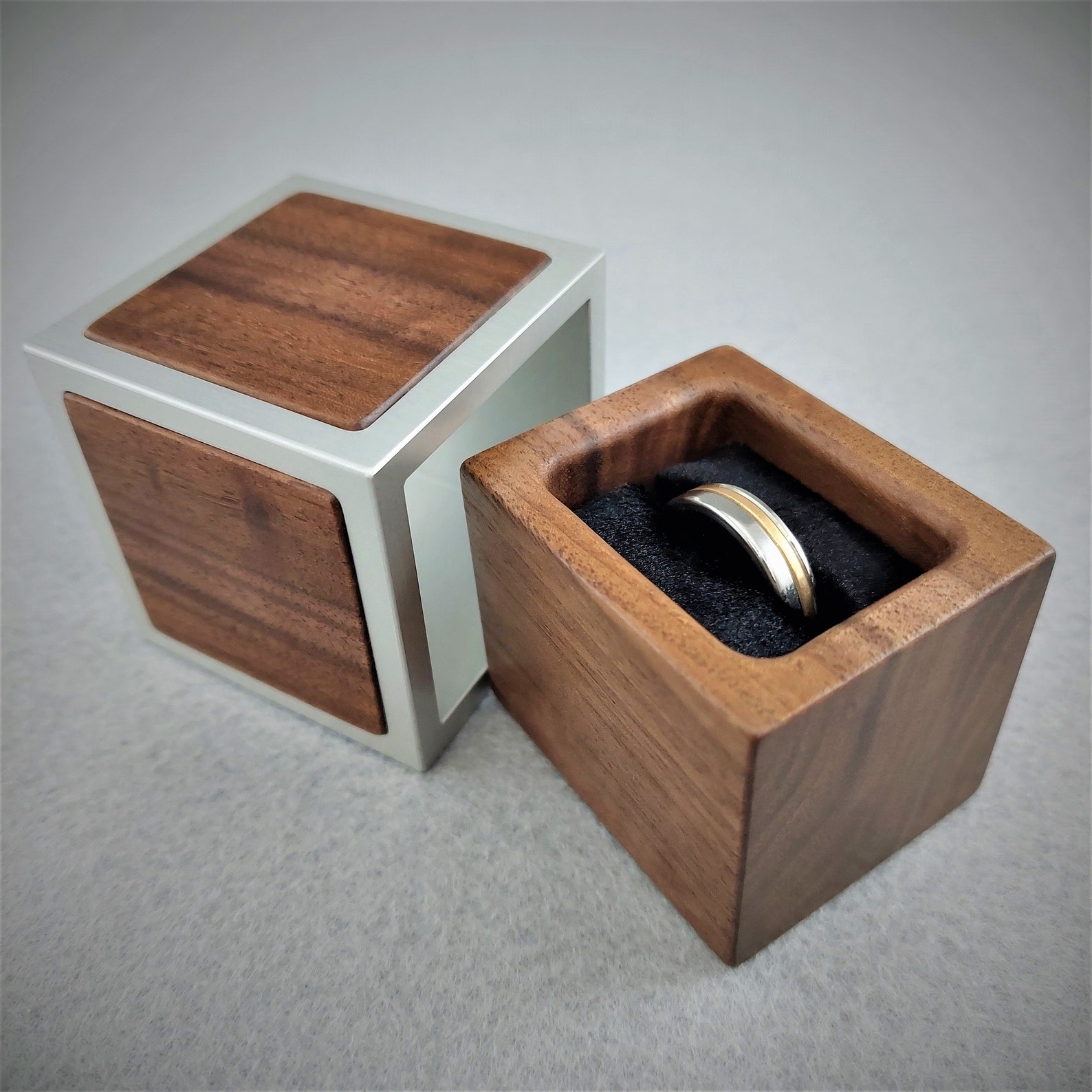 Dpcustoms Cube Engagement Ring Box With Walnut Tiles Wedding - Etsy