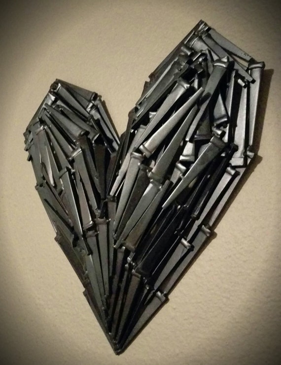 Metal Wall Art Welded Nails Heart Sculpture Tough as Nails | Etsy