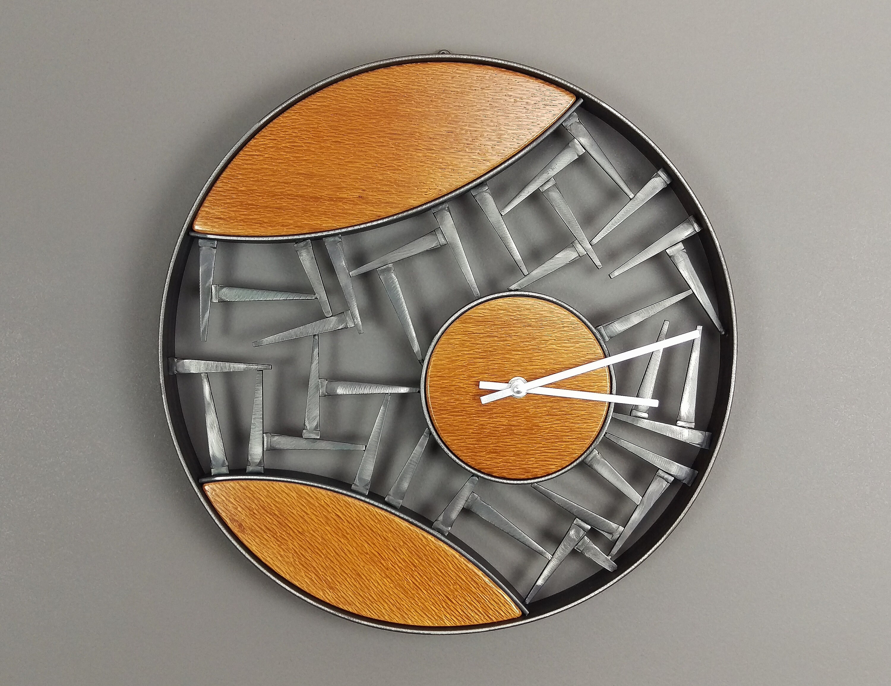 Leopard Wood and Steel Modern Wall Clock Welded Steel and - Etsy