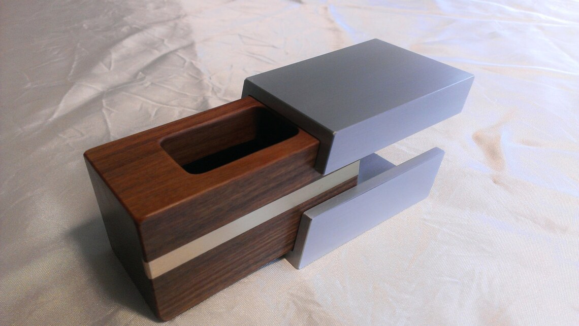 Engagement Ring Box, Modern Ring Box, Wooden Ring Box, Wood and Metal ...