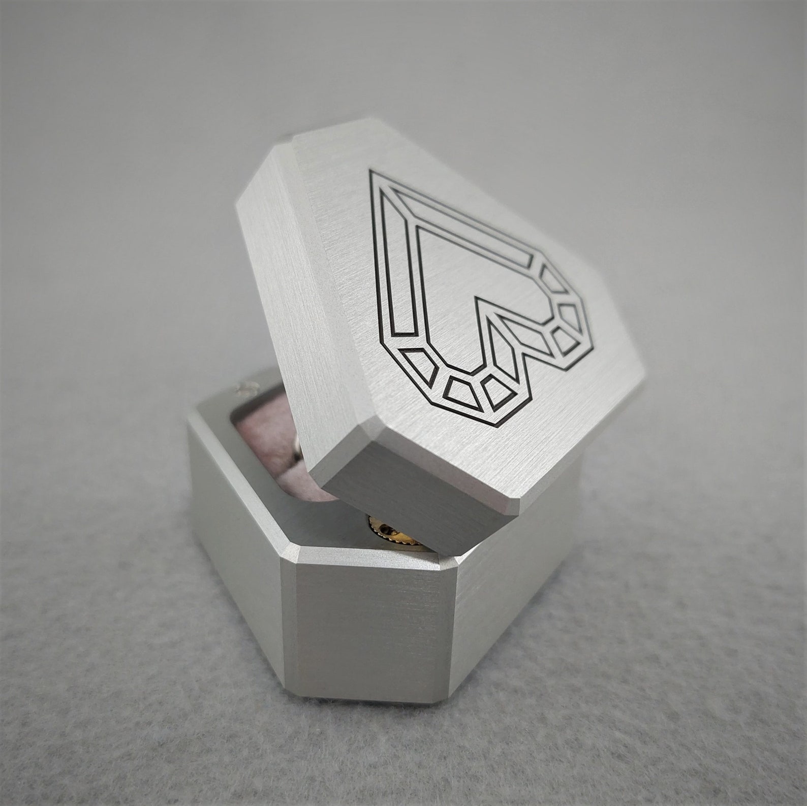 Dpcustoms Diamond Shape Engagement Ring Box, Pocket Ring Box, Engraved ...