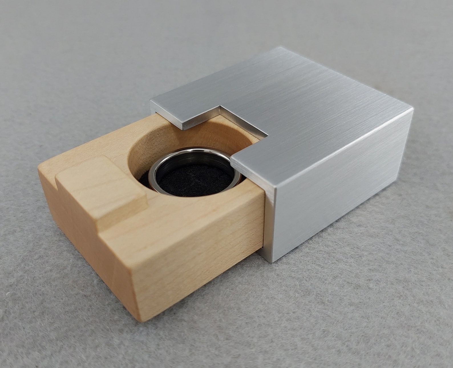 Pocket Size Ring Box, Slim Engagement Box, Wedding Ring Box, Maple Ring ...