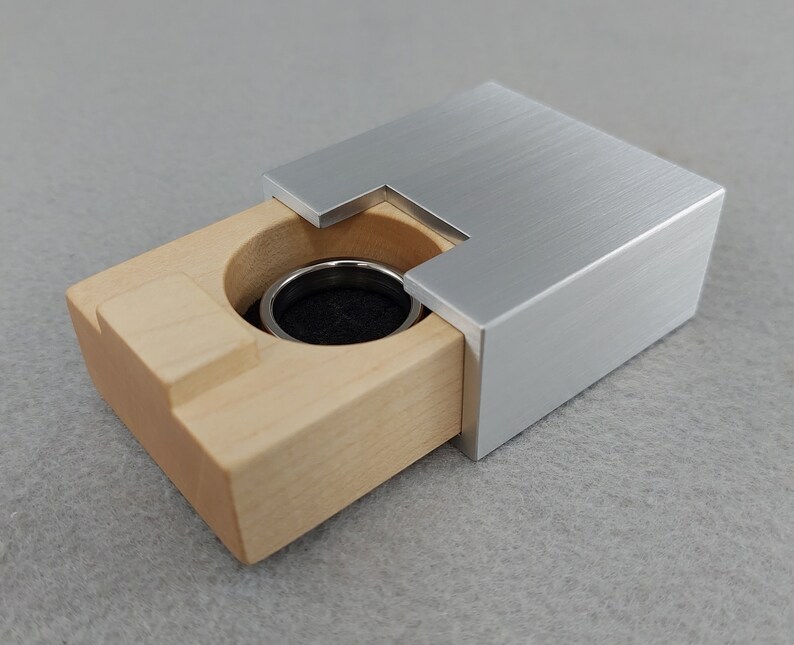 Pocket Size Ring Box, Slim Engagement Box, Wedding Ring Box, Maple Ring ...