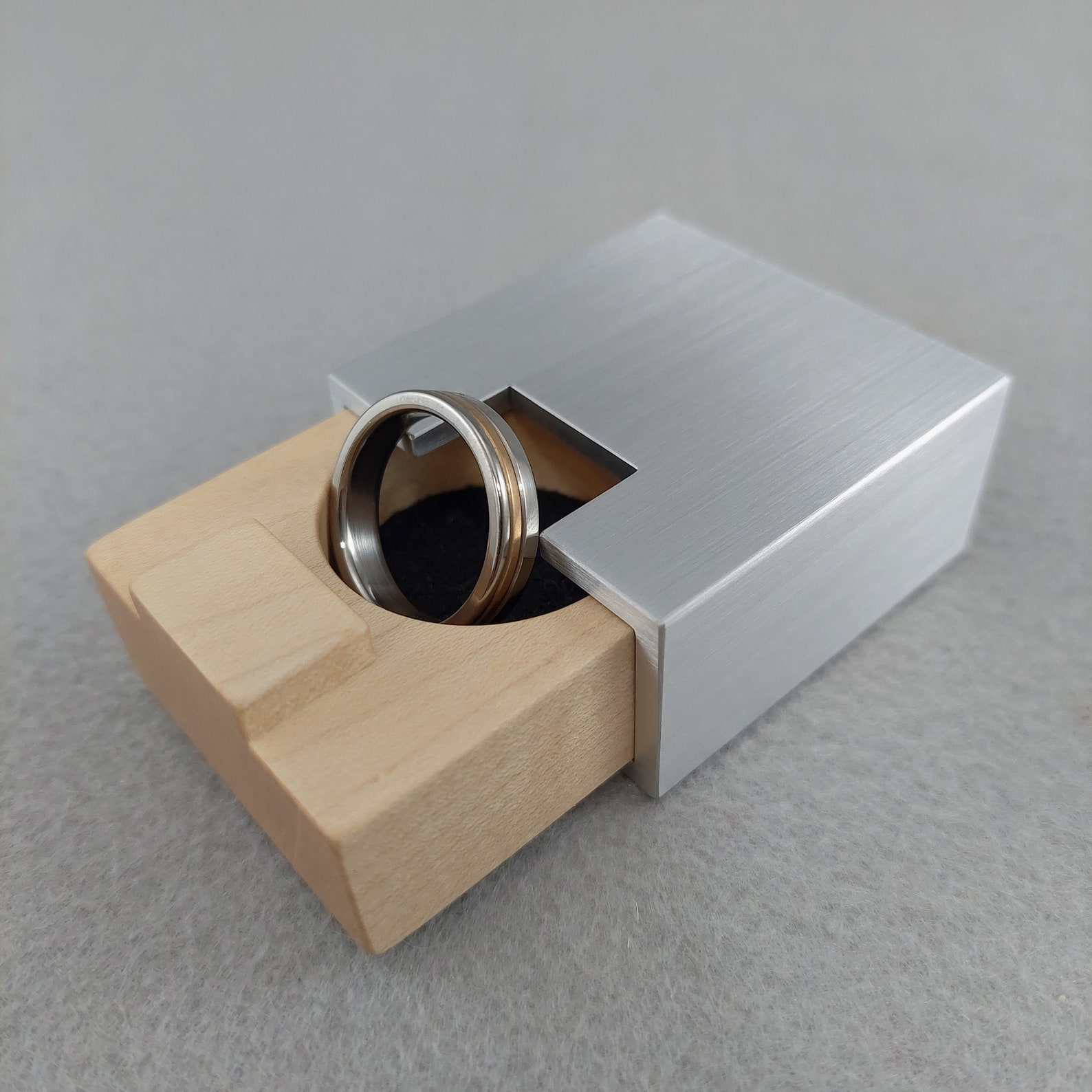 Pocket Size Ring Box, Slim Engagement Box, Wedding Ring Box, Maple Ring ...