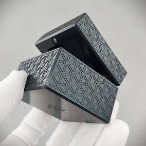 Special Edition Geometric Engraved Engagement Ring Box, Metal Ring Box ...