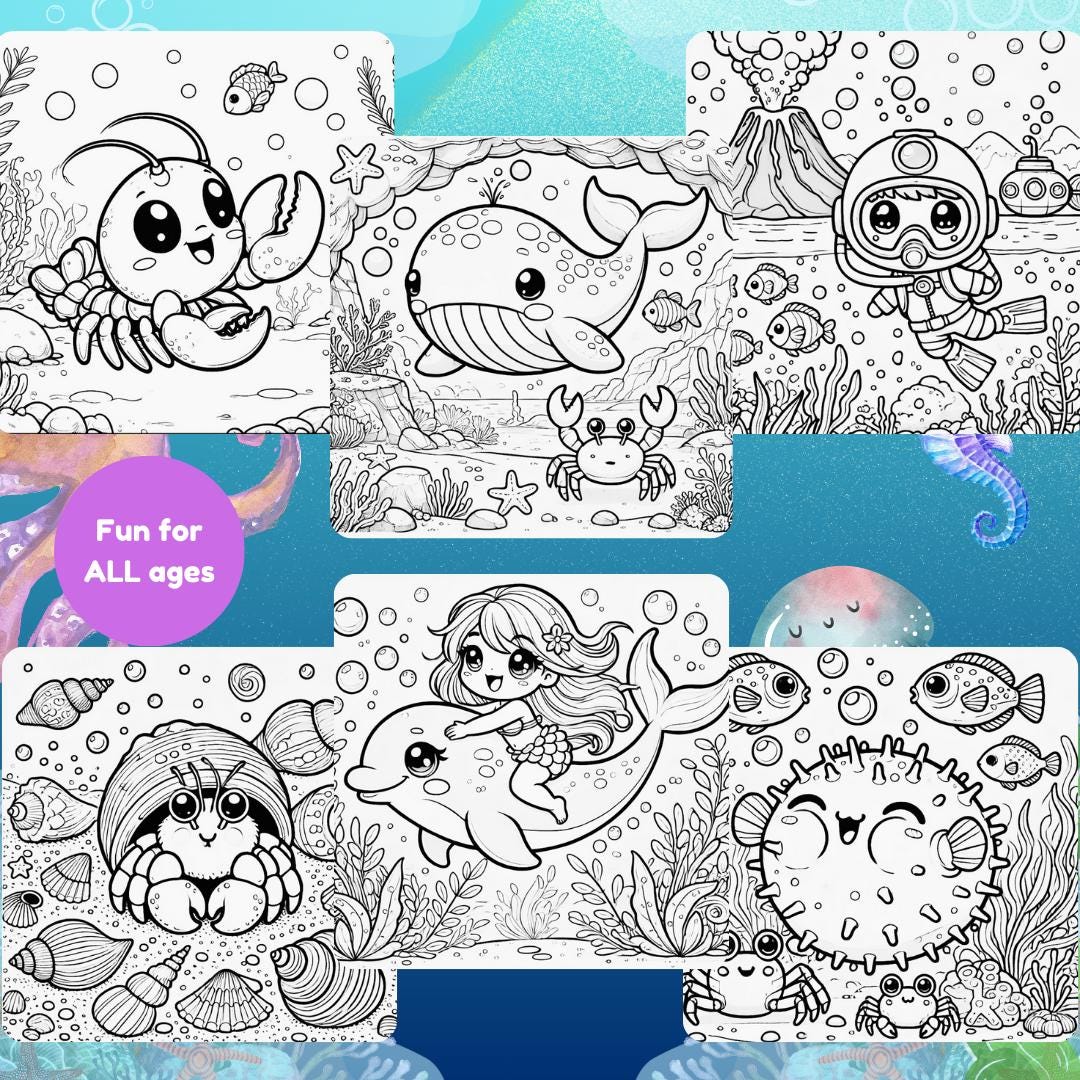 Under the Sea Coloring Book | 22 Cute Ocean-themed Pages With Mermaids ...