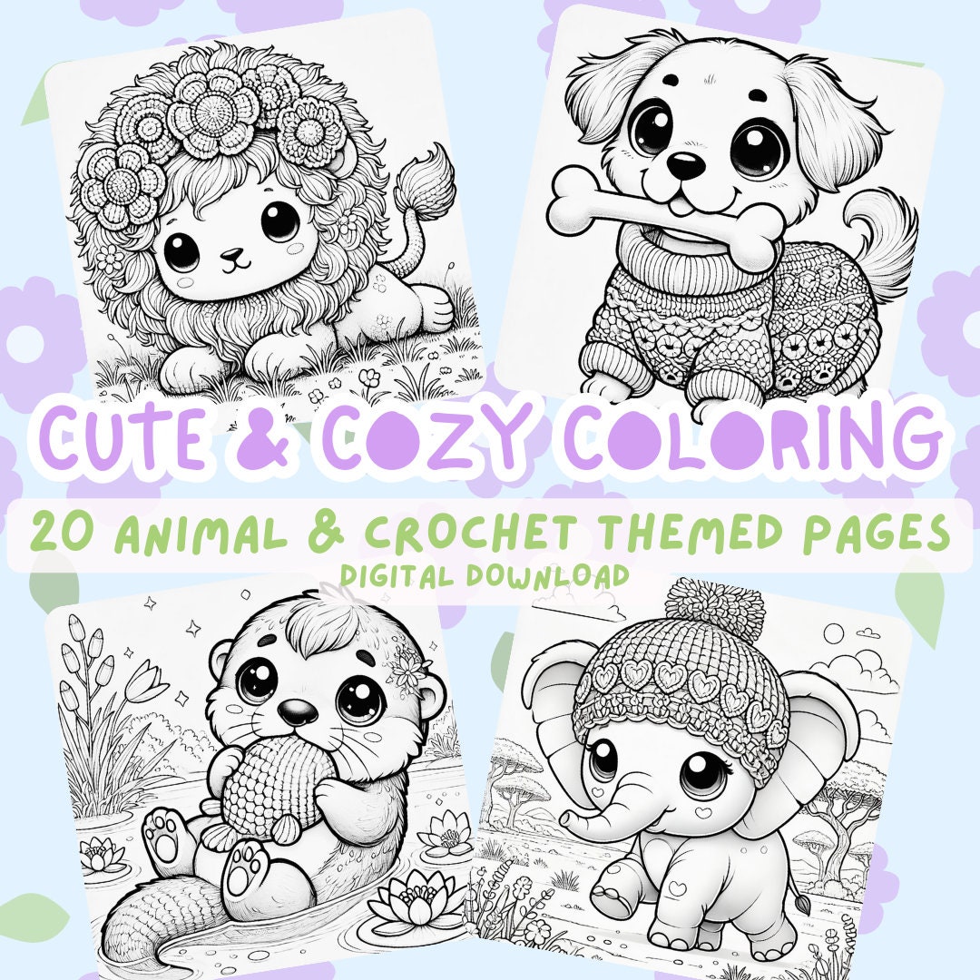 Animal Crochet Coloring Pages | Coloring Book for All Ages | Printable ...
