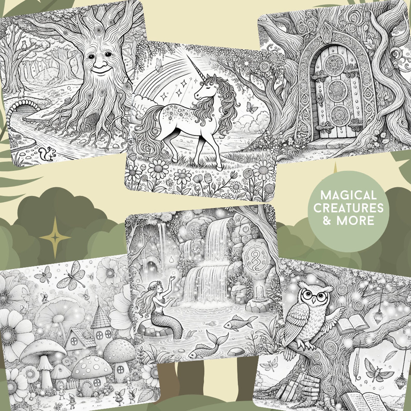 Enchanted Forest Coloring Book | 22 Cozy Pages of Magical Creatures ...