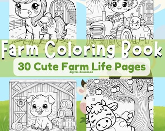 Coloring Pages, Farm Animals, Digital Download, Printable - Etsy