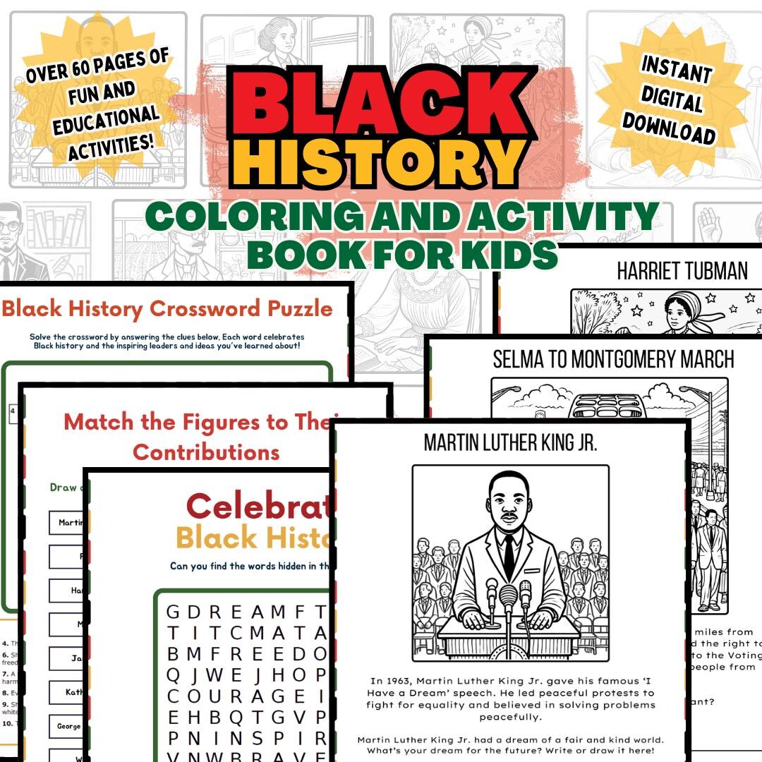 Black History Coloring and Activity Book for Kids - Digital Download ...