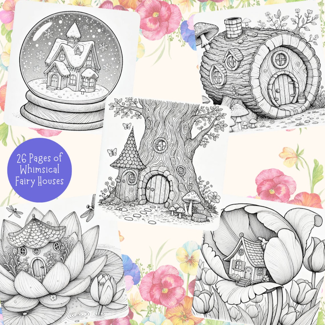 Enchanted Fairy House Coloring Pages – 26 Fantasy Fairy House Coloring ...