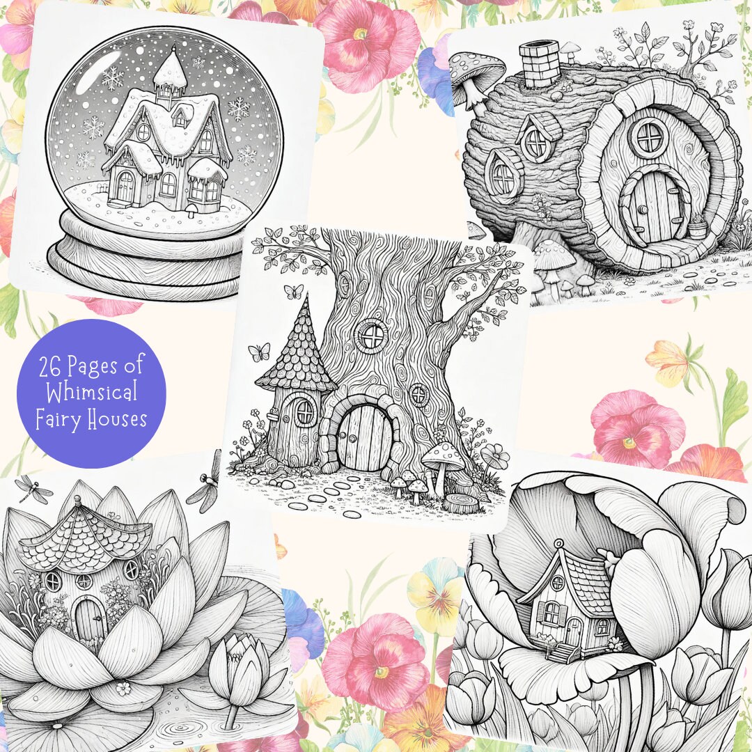 Enchanted Fairy House Coloring Pages – 26 Fantasy Fairy House Coloring ...