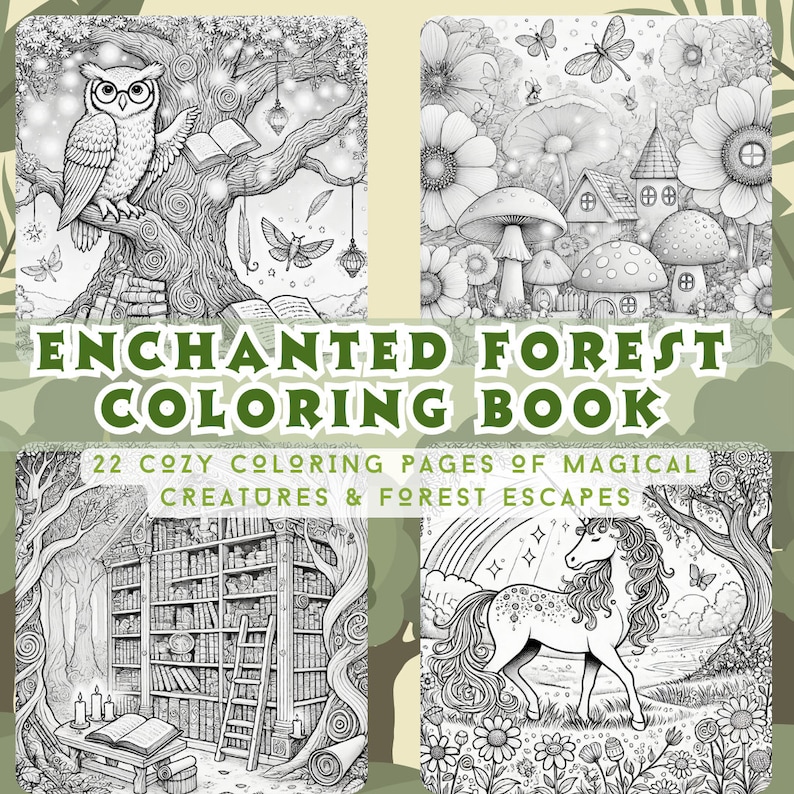 Enchanted Forest Coloring Book | 22 Cozy Pages of Magical Creatures ...