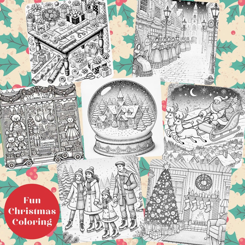 Vintage Christmas Coloring Book - 35 Holiday Pages (digital Download ...
