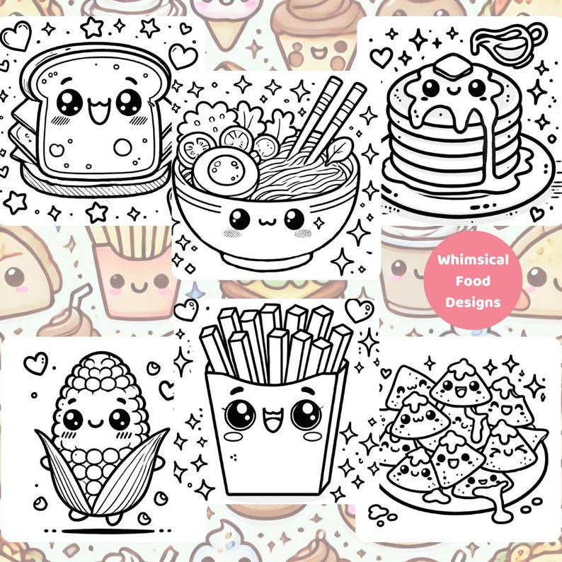 Cute Food Coloring Book – 30 Adorable Printable Pages for Kids & Adults ...