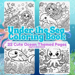 Under the Sea Coloring Book | 22 Cute Ocean-themed Pages With Mermaids ...