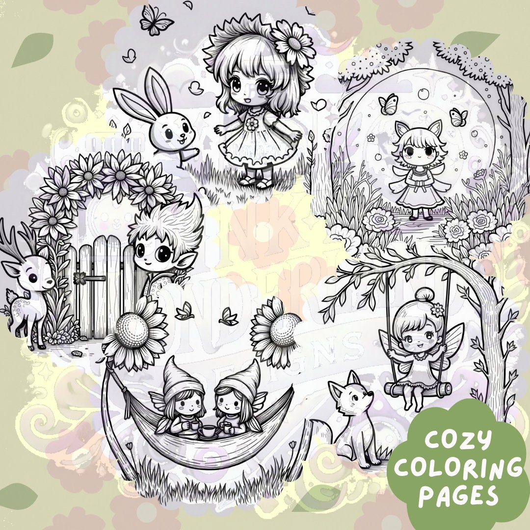 Cute Fairy Garden Coloring Pages Kawaii Coloring Book Cozy Coloring ...