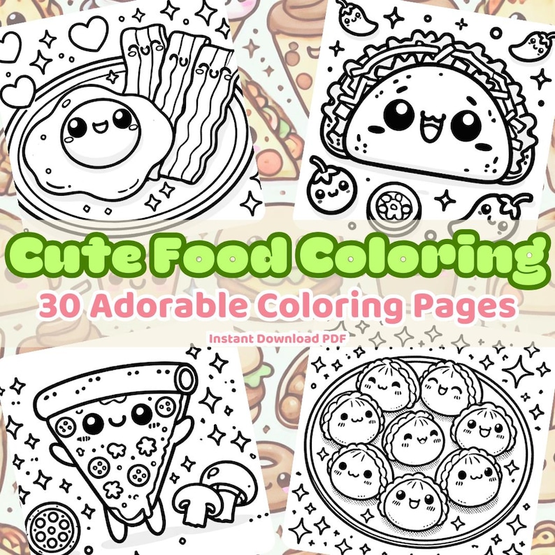 Kawaii Food Coloring Book – 30 Printable Pages (digital Download) - Etsy
