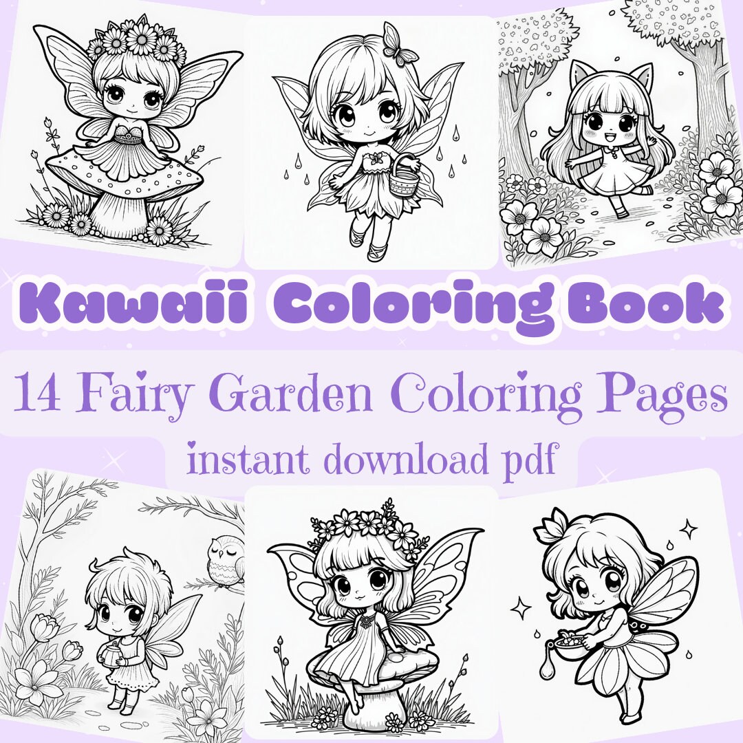 Fairy Coloring Pages | Cute Fairy Garden Coloring Book | Printable ...