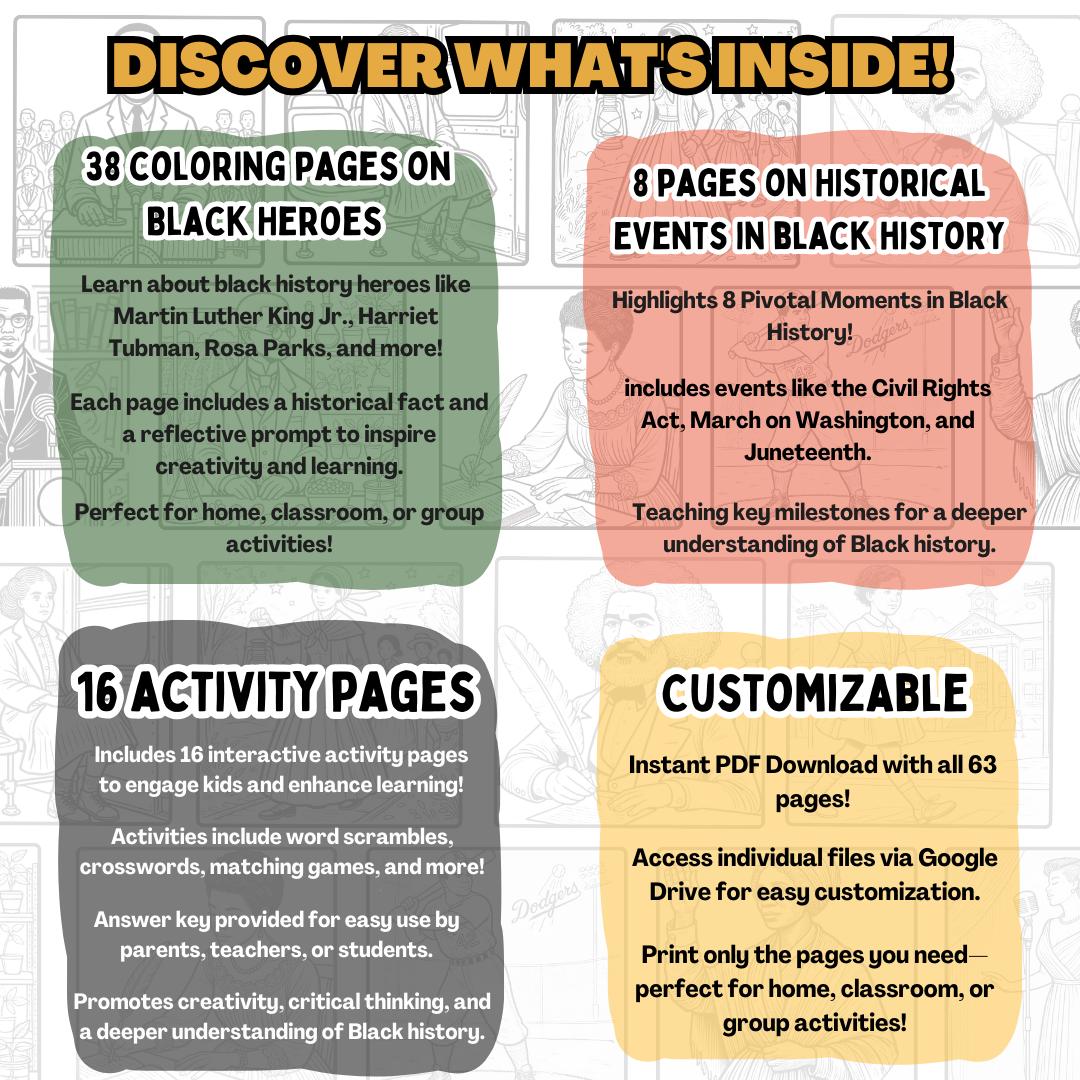 Black History Coloring and Activity Book for Kids - Digital Download ...