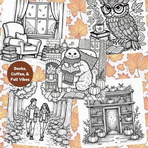 Cozy Fall Coloring Book | 15 Autumn Coloring Pages for Adults & Kids ...